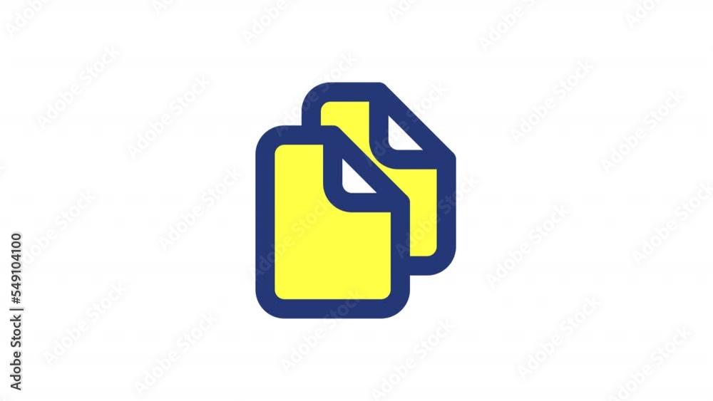 Animated copy file color ui icon. Clipboard. Duplicate document ...