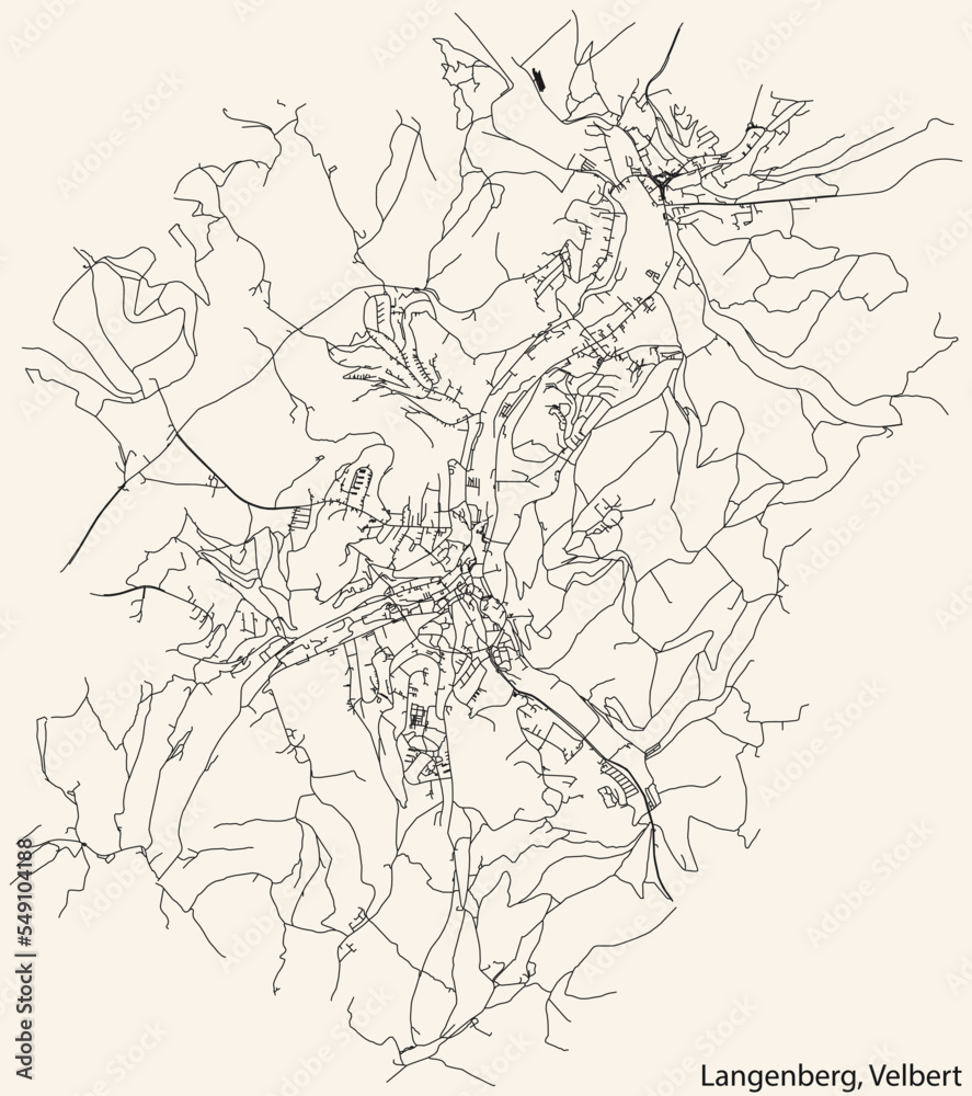 Vecteur Stock Detailed navigation black lines urban street roads map of ...