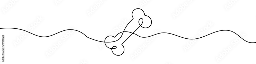 Continuous line drawing of human bone. Line art of dog bone. One line ...