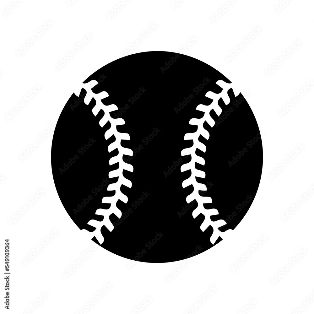 Baseball ball icon. Black baseball ball sign on white background ...