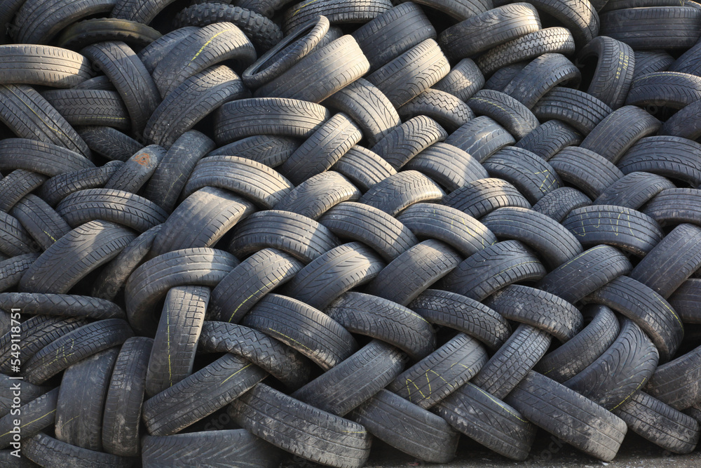 Large waste tyre pile ready for tyre recycling. Stock Photo | Adobe Stock