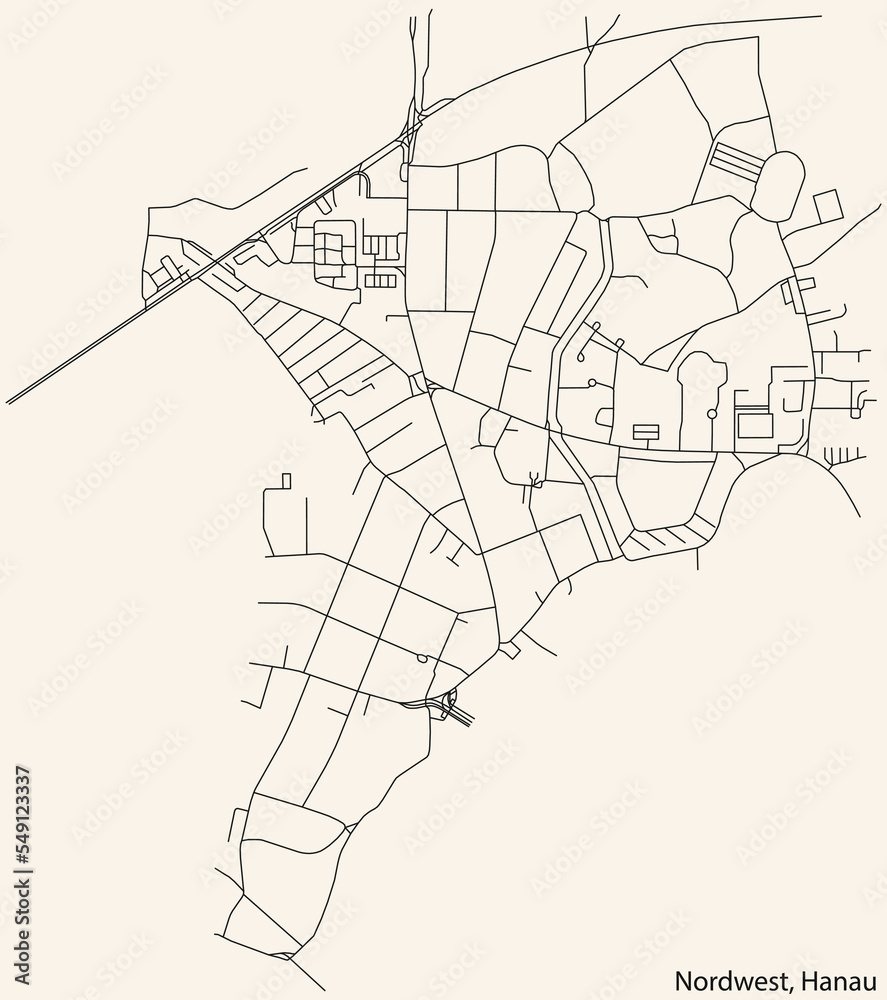 Detailed navigation black lines urban street roads map of the NORDWEST ...