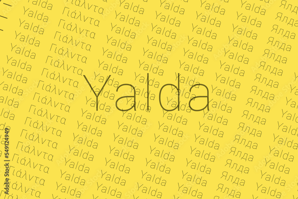 Word Yalda in languages of world. Logo Yalda on Lemon Yellow Crayola ...