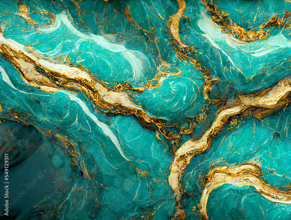 Light blue marble with golden lines texture, blue stone with gold ...