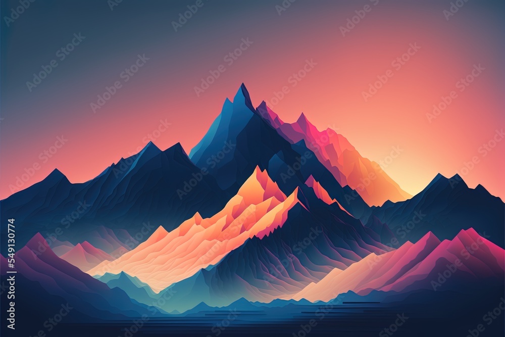 Gradient Abstract Mountain Background Design Stock Illustration | Adobe ...
