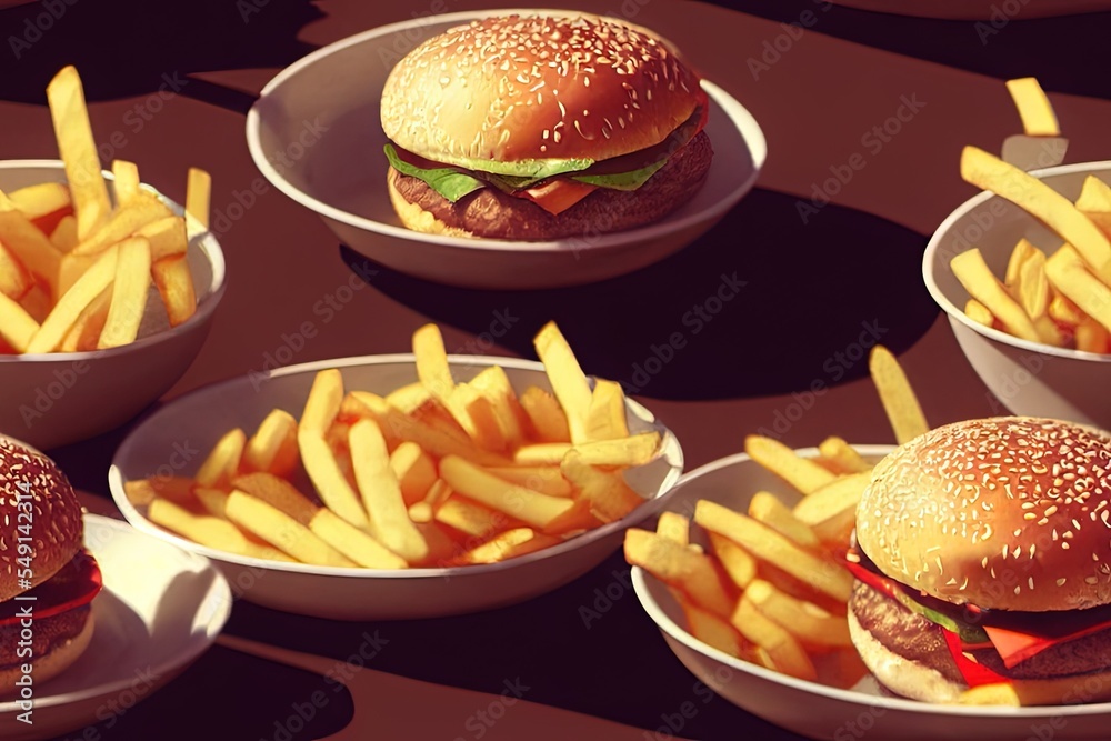 Hamburger Burger French Fries Seamless Texture Pattern Tiled Repeatable ...
