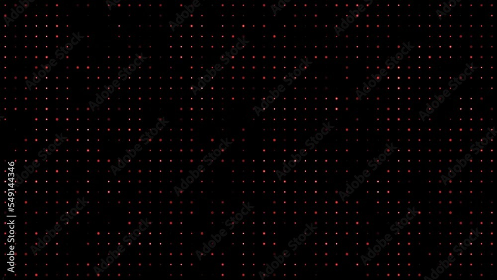 Red floating dots on black background loop. Slow mosaic chaotic moving ...