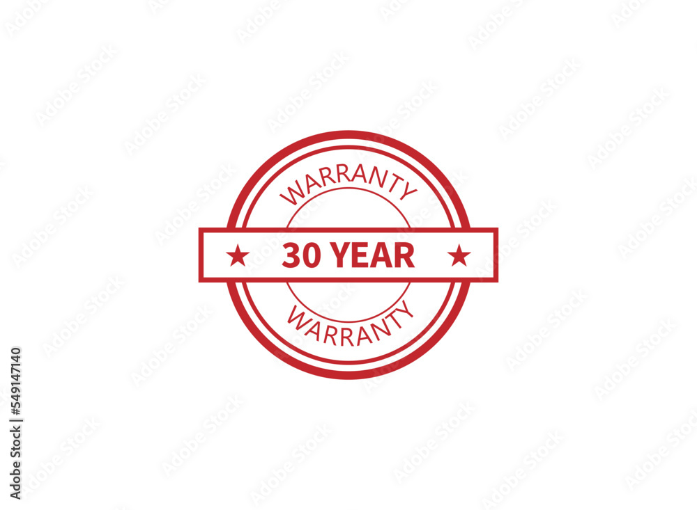 30 years limited warranty icon or label, certificate for customers ...