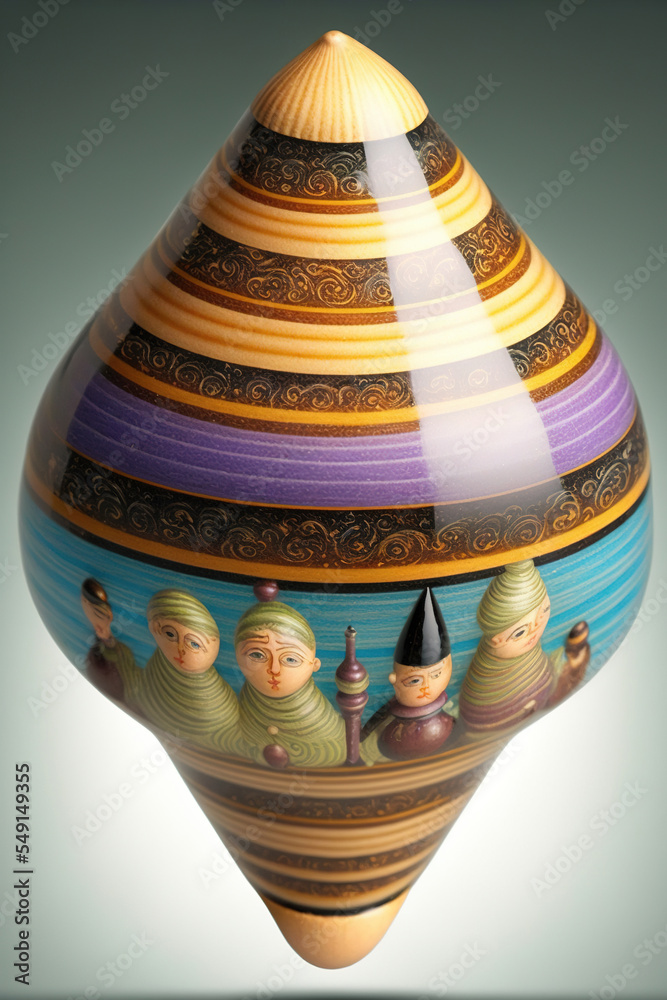 Handcraft and hand-painted wooden trompo illustration generated with ...