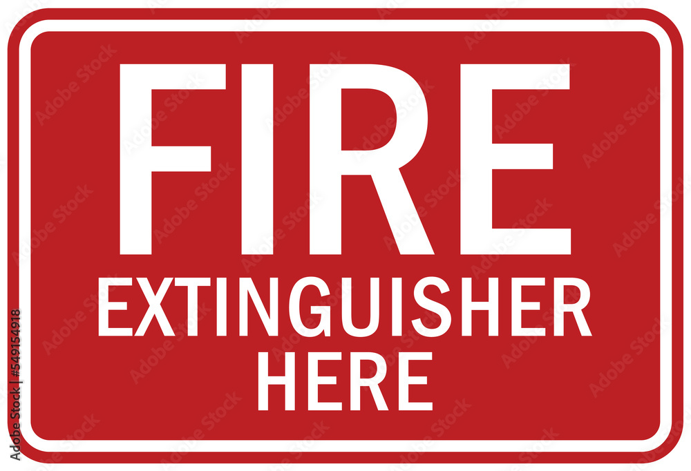 Fire emergency sign Fire extinguisher here Stock Vector | Adobe Stock