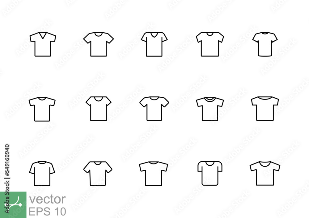 Set of T-shirt icon. Simple outline style. Tee symbol, linear style ...