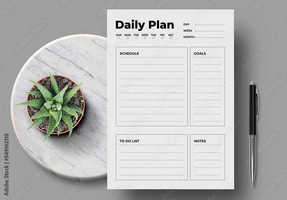 Daily Planner Layout Template Stock Template | Adobe Stock