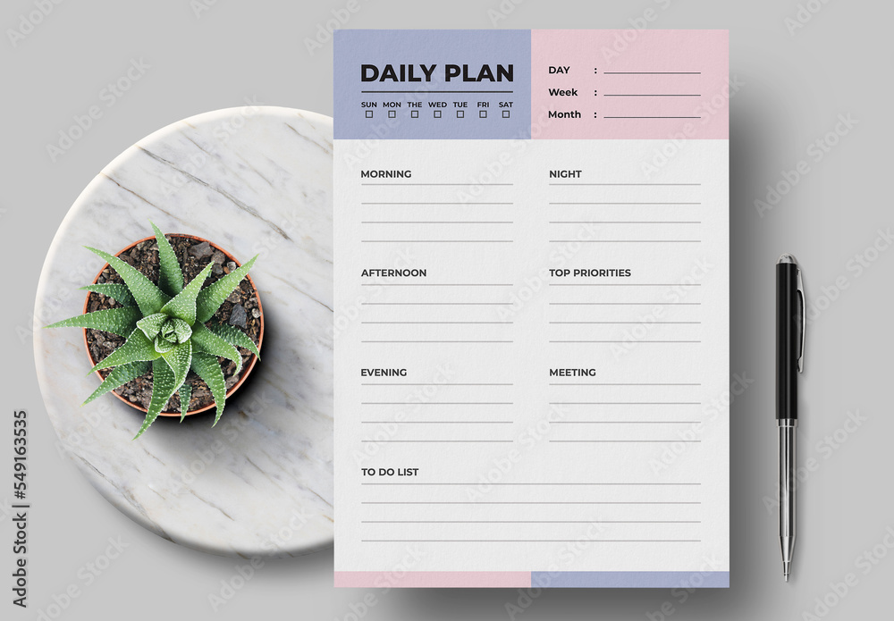 Daily Plan Design Template Stock Template | Adobe Stock