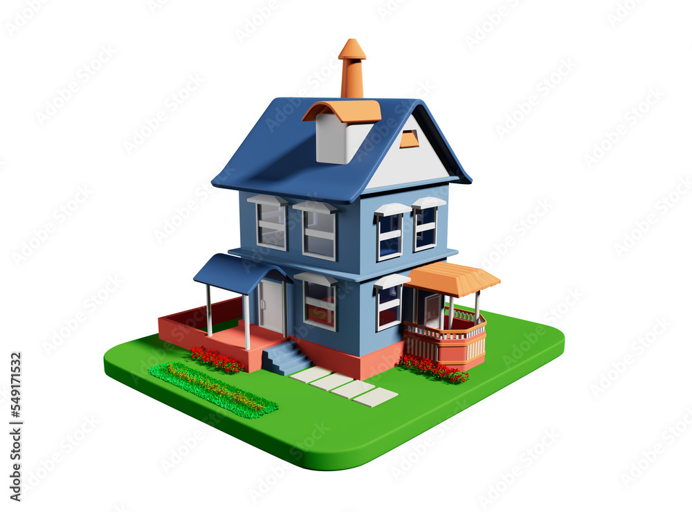 Modern Duplex house in isometric view. Double Residential House 3D ...