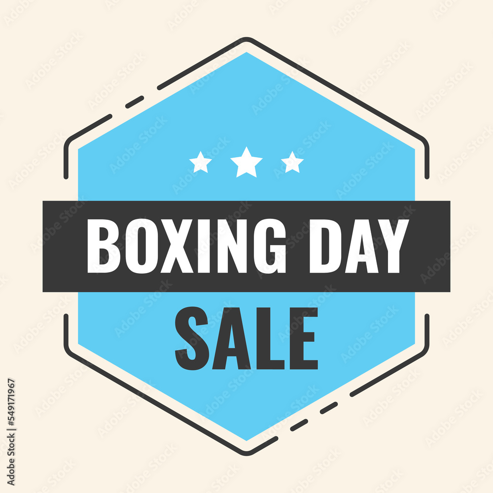 Boxing Day Sale Text With Blue Hexagon Frame On Cosmic Latte Background ...