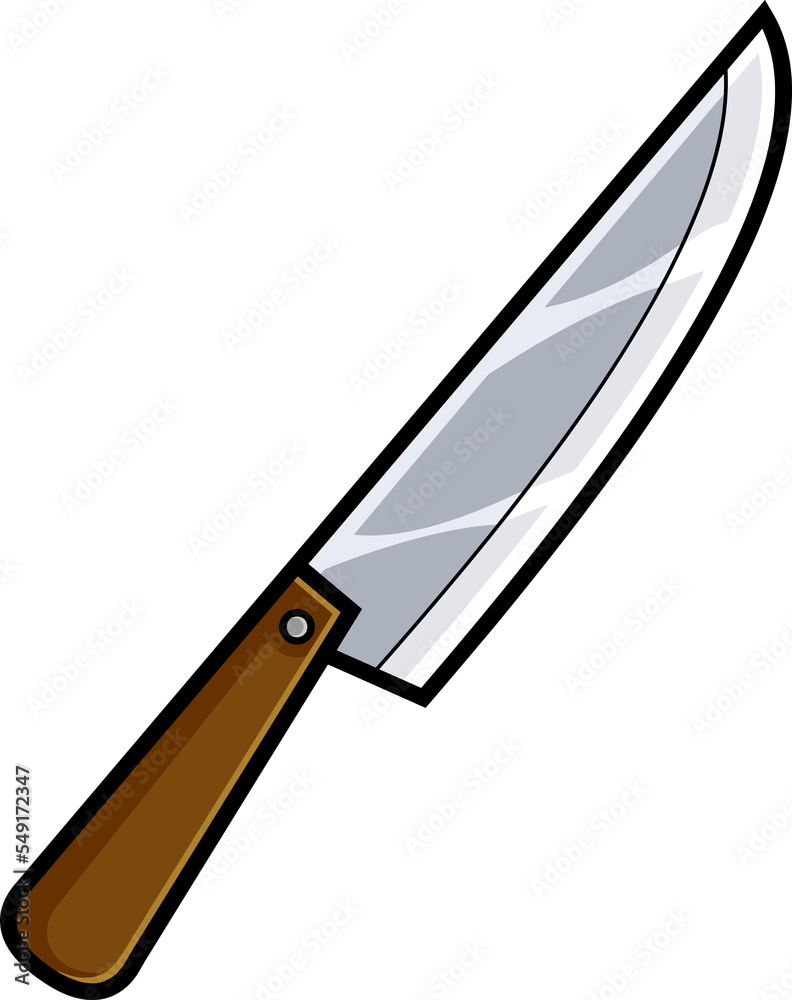 Cartoon Wooden Handle Kitchen Knife. Hand Drawn Illustration Isolated ...