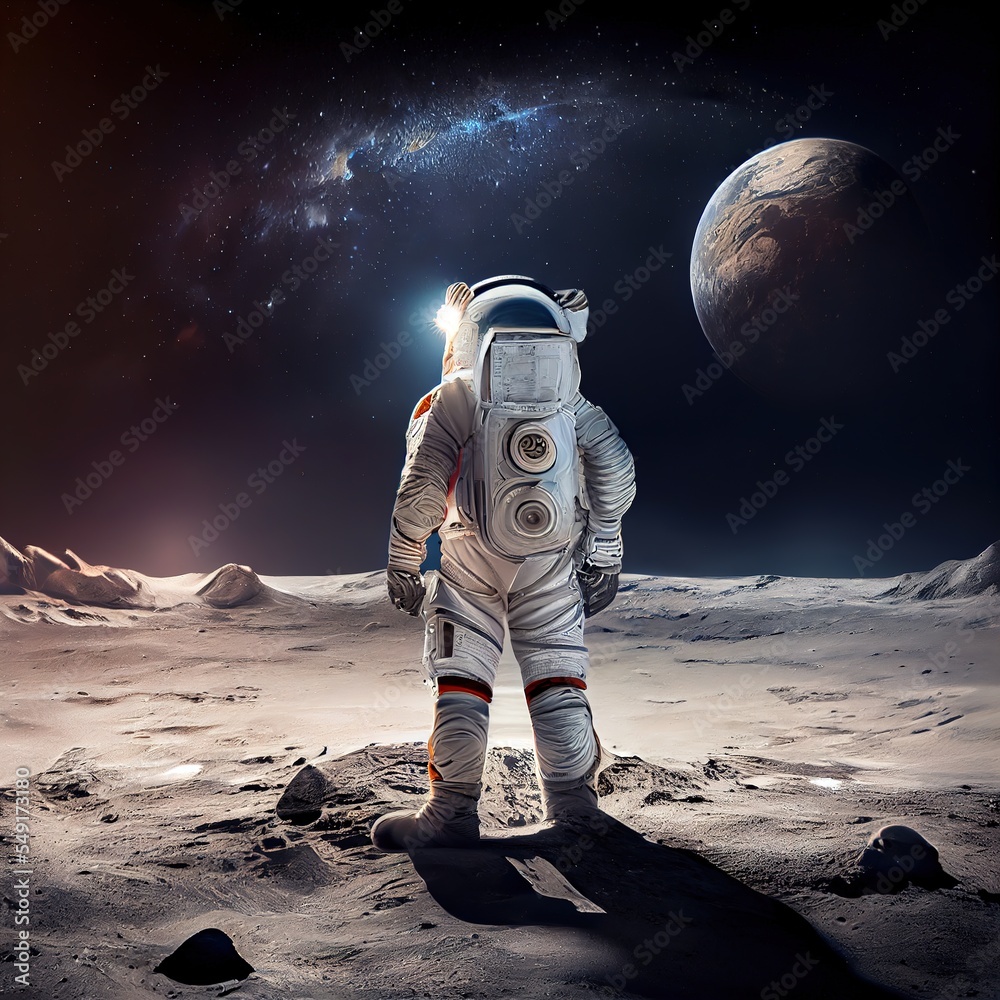 Astronaut On Moon Looking At Earth