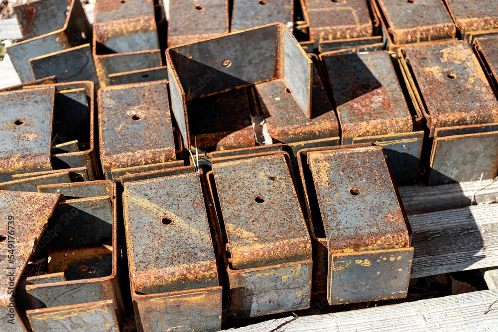 Building materials at a construction site. Prepared materials and ...