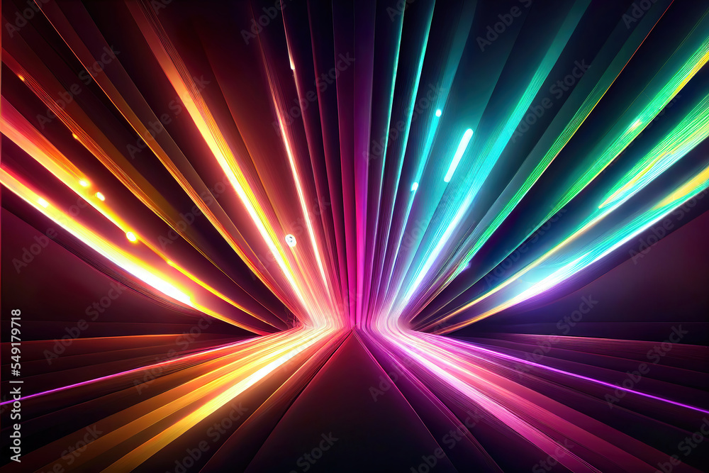 abstract colorful background, rainbow spectrum, glowing light rays as ...