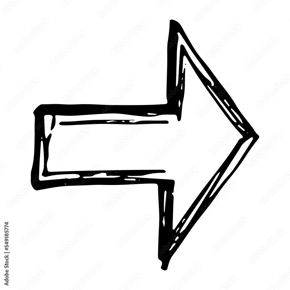 Hand drawn ink arrow illustration in sketch style. Business doodle ...