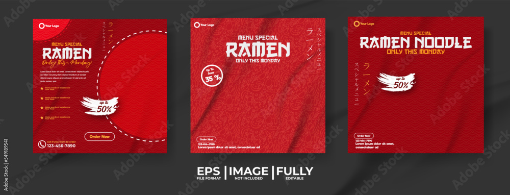 Ramen japannese food menu template. With food pattern background ...
