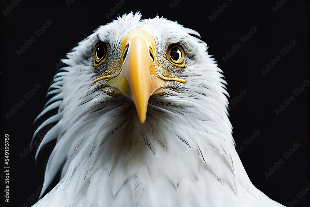 Proud portrait of bald eagle with black background Stock Illustration ...