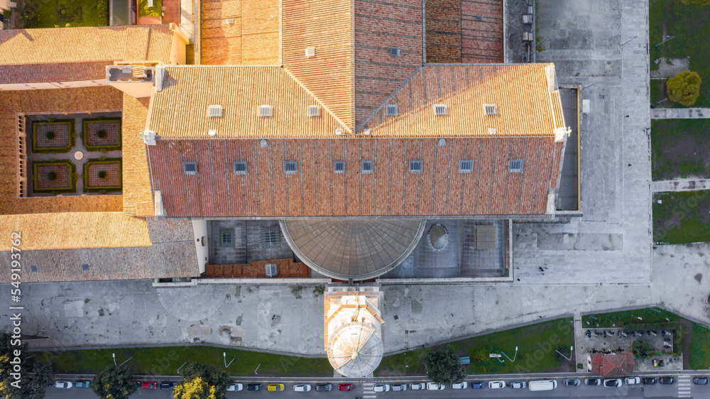 Perpendicular aerial view of the papal basilica of San Paolo outside ...