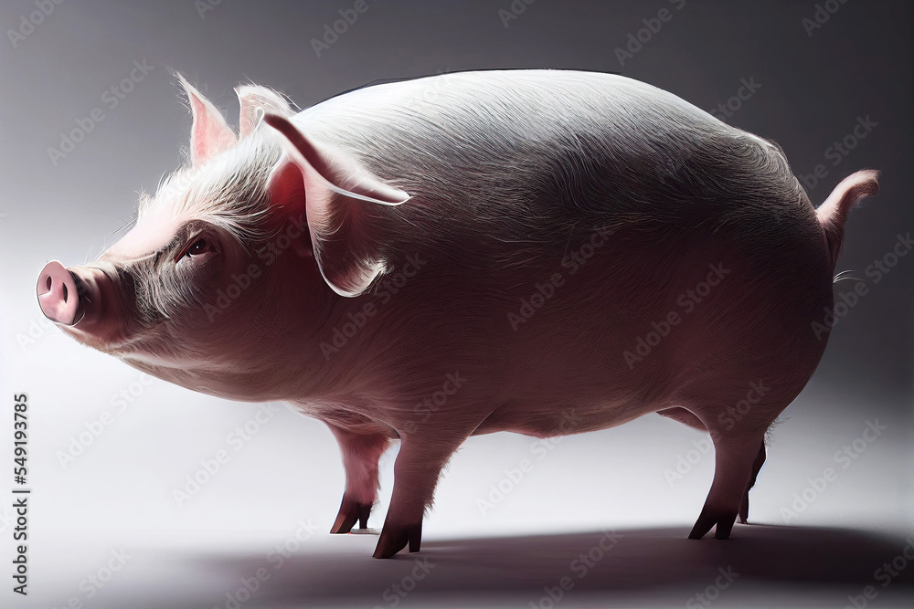 Illustration of fat pink pig in studio setting Stock Illustration ...