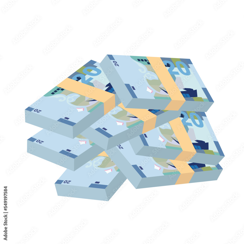 Kuwaiti Dinar Vector Illustration. Kuwait money set bundle banknotes ...