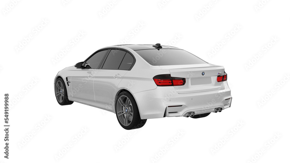 back view of white car isolated on white, BMW M3 F30 png transparent ...