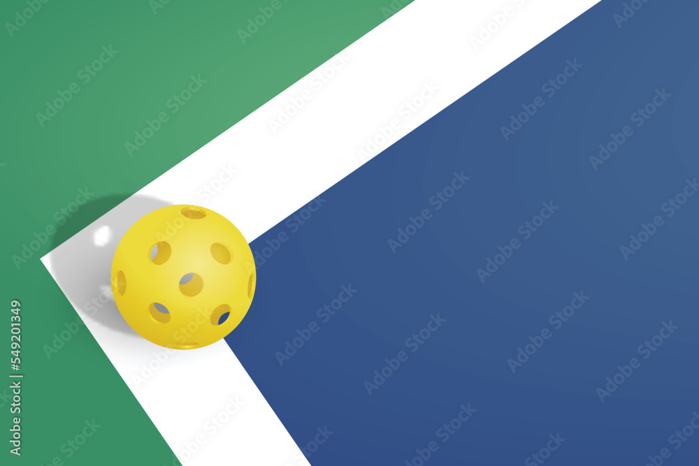 pickleball background with a yellow ball over the field line ...