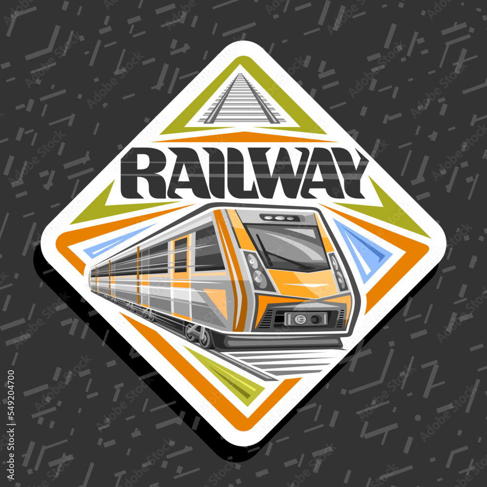 Vector logo for Railway, rhombus decorative sign board with ...