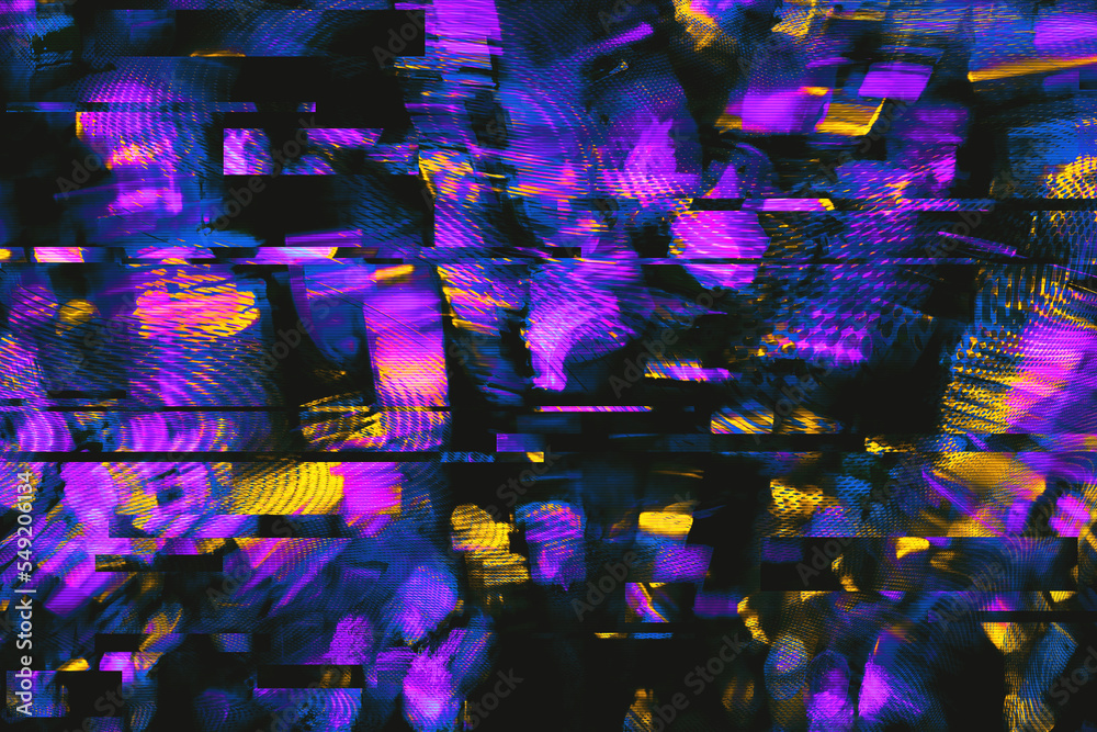 Abstract purple pink orange psychedelic wavy background interlaced ...