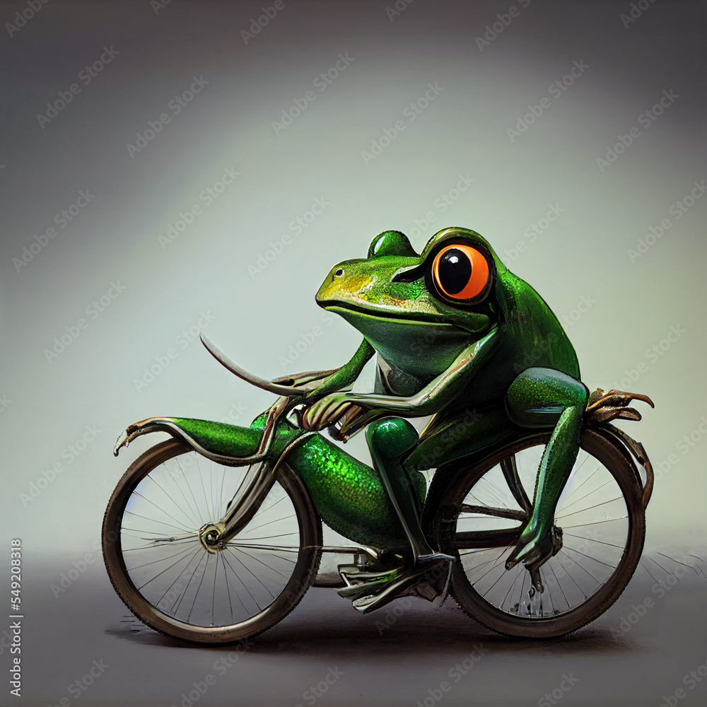 A frog traveler rides a bicycle. Stock Illustration | Adobe Stock