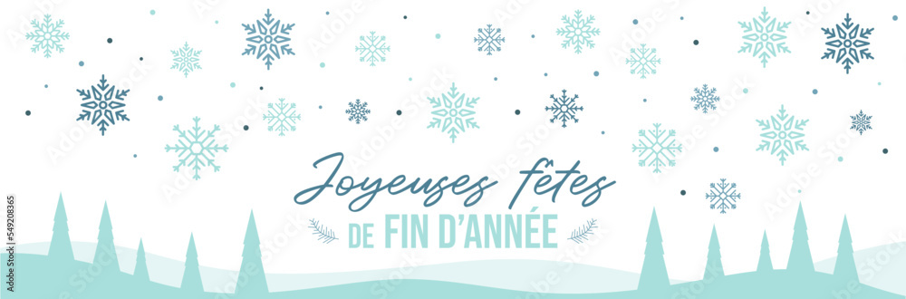 Joyeuses fêtes de fin d'année - Bannière - Illustrations et titre ...