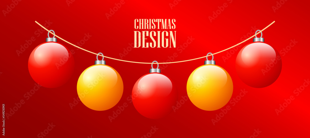 Christmas banner design with seasonal decorations Stock Vector | Adobe ...