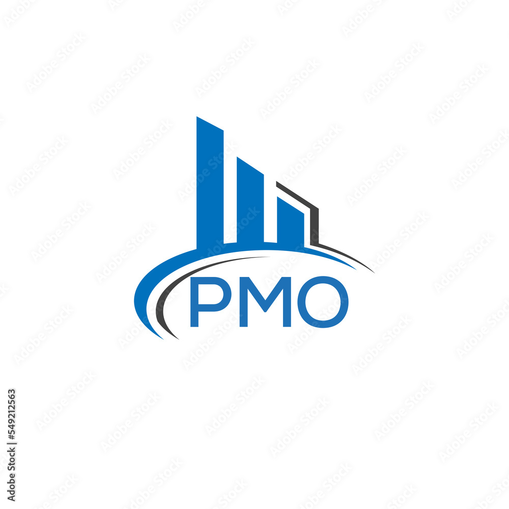 PMO letter logo. PMO blue image. PMO Monogram logo design for ...