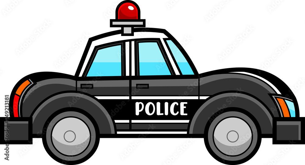 Cartoon Police Car. Hand Drawn Illustration Isolated On Transparent ...