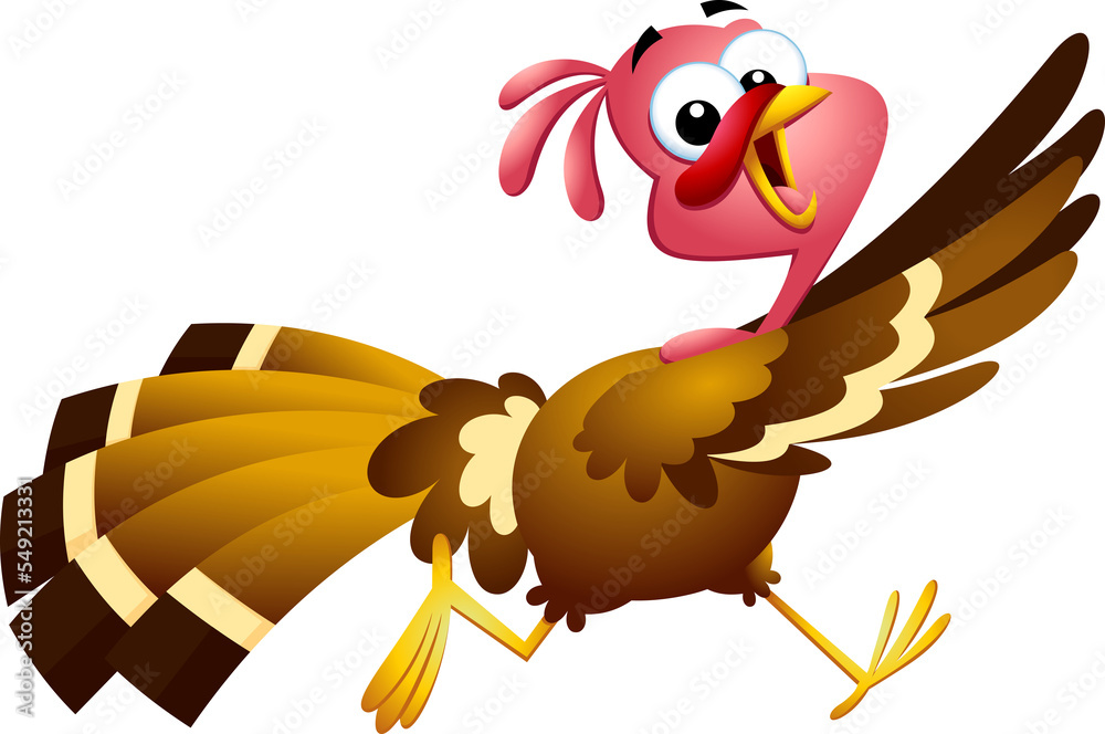 Scared Turkey Baby Cartoon Character Running. Hand Drawn Illustration ...