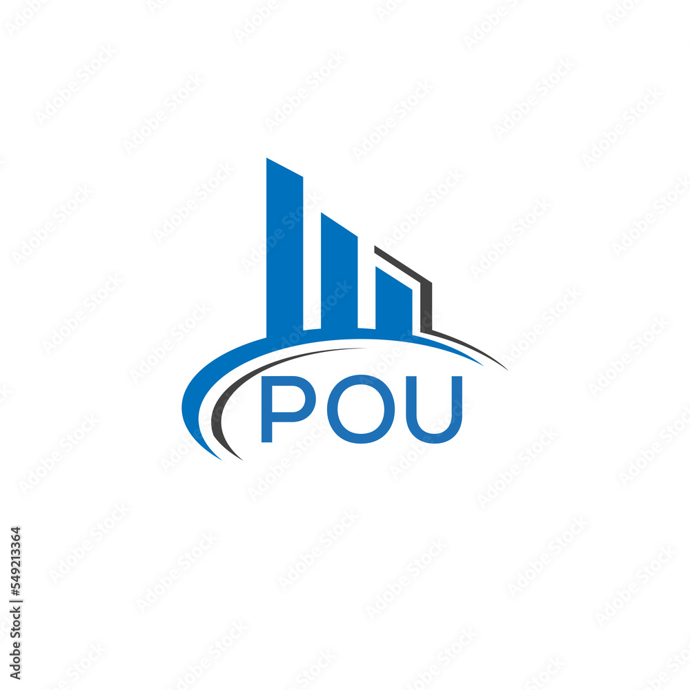 POU letter logo. POU blue image. POU Monogram logo design for ...
