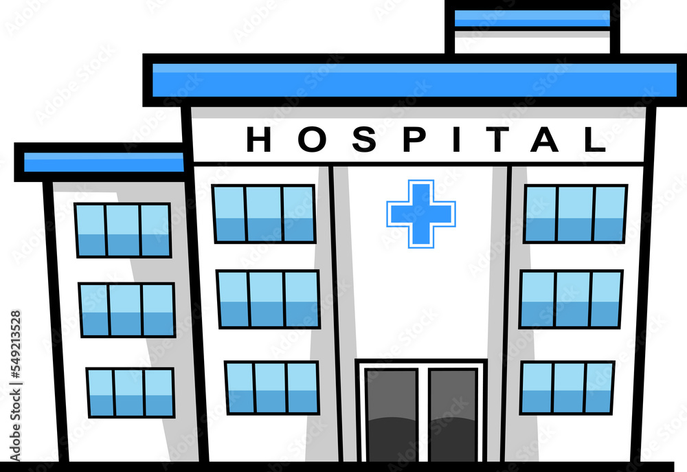 Cartoon Hospital Building. Hand Drawn Illustration Isolated On ...