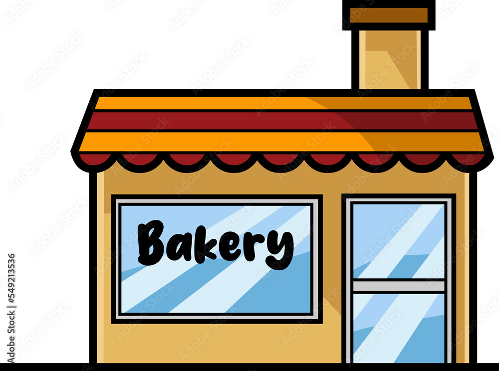 Cartoon Bakery Building. Hand Drawn Illustration Isolated On ...