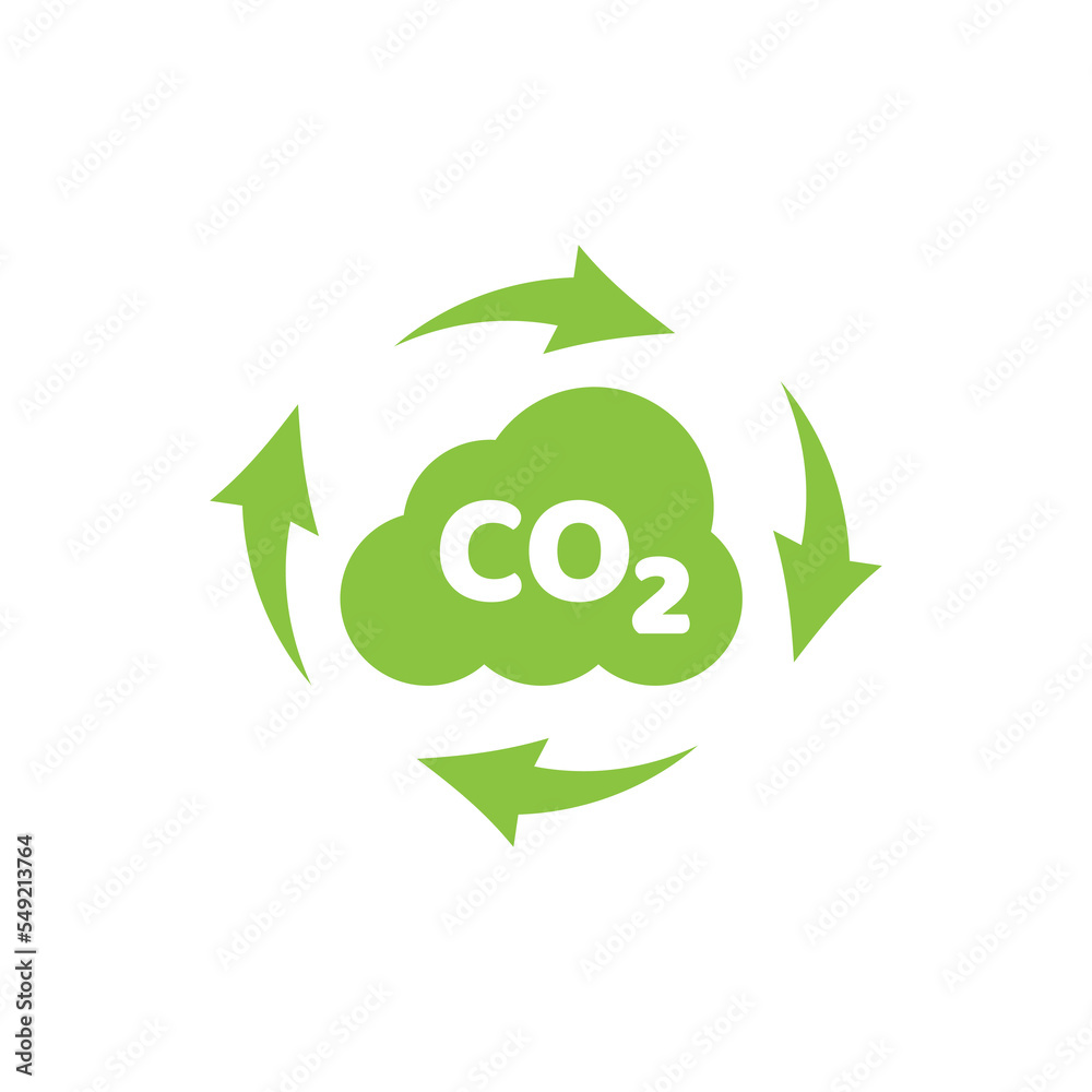 Co2 cloud and arrows vector icon. Carbon dioxide pollution cycle filled ...