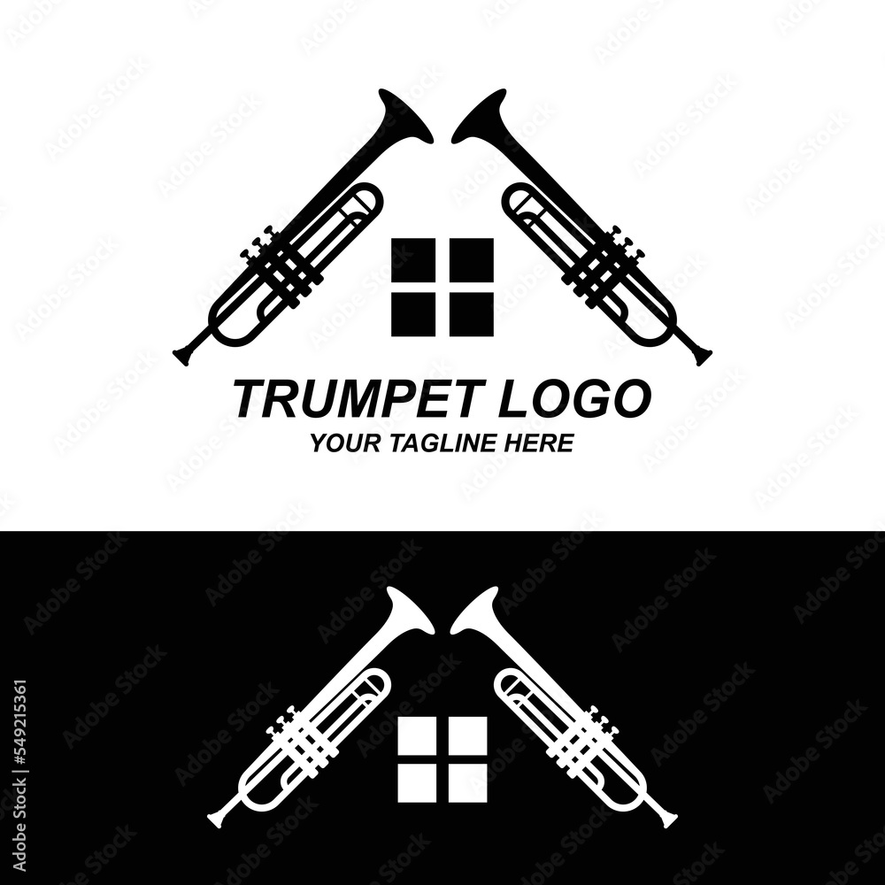 Trumpet logo design, generate melody, musical instrument vector sketch ...