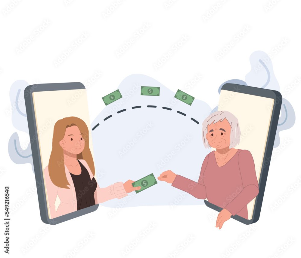 bank transfer,Online payment concept. Woman sending money on phone ...