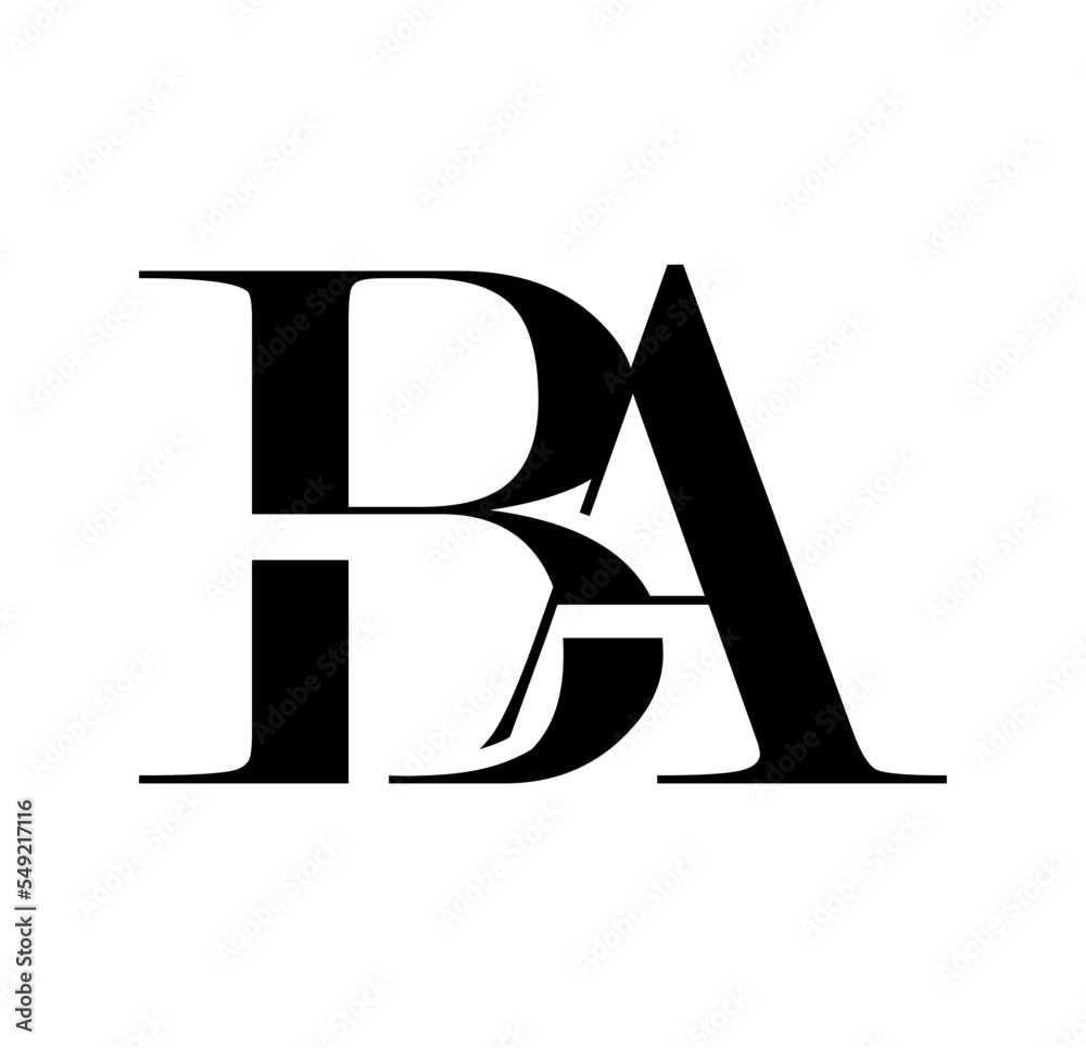 Monogram Logo vector Initial Letters BA Stock Vector | Adobe Stock
