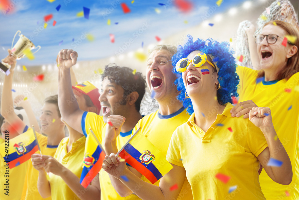Ecuador football team supporter on stadium. foto de Stock | Adobe Stock
