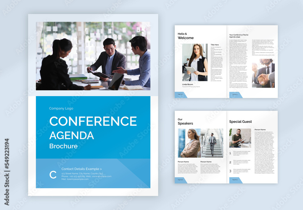 Conference Agenda Brochure Stock Template | Adobe Stock
