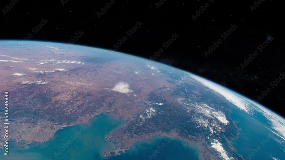 Korean peninsula and China border map view from space planet earth ...