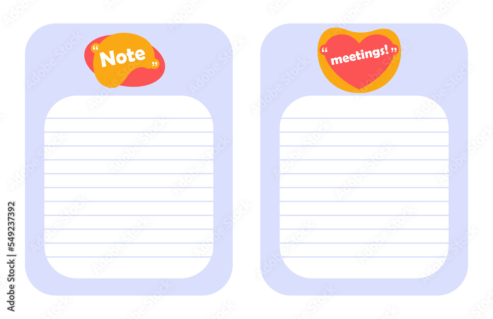 Notebook background. Paper sheets, notes and meetings. Cute style ...
